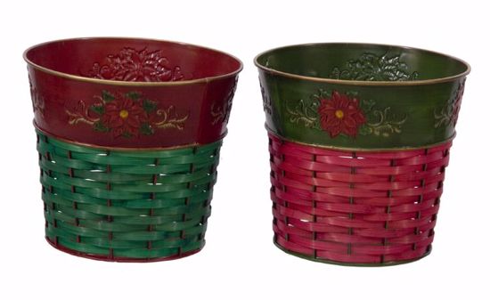 DirectFloral. 2 Asst Red/Green Metal Pot Cover 7"