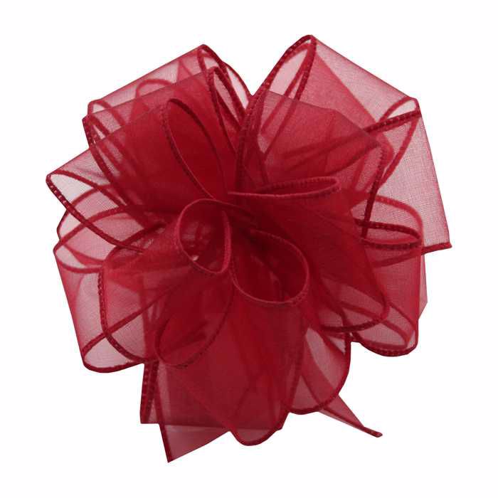 DirectFloral. #9 Deluxe Sheer Wired Ribbon - Burgundy