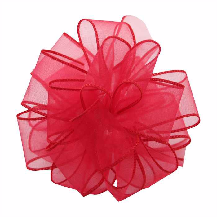 DirectFloral. #9 Deluxe Sheer Wired Ribbon - Madam Red Rose