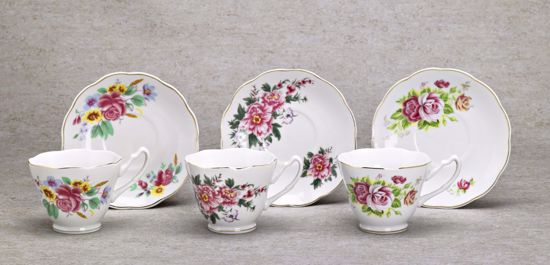 DirectFloral. Porcelain Cup & Saucer - 3 assorted Floral Patterns