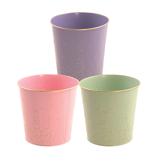 DirectFloral. Gold Rim Butterfly Embossed Pot Cover Assortment 4"