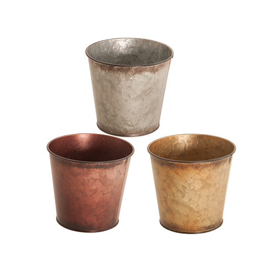 DirectFloral. 3 Asst Metallic Tones Pot Cover 4"