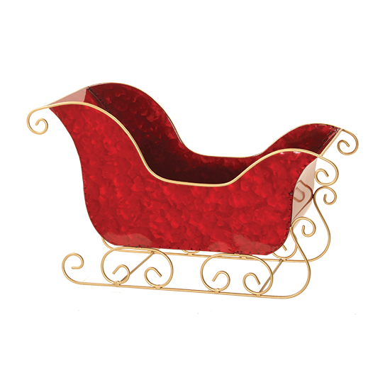 DirectFloral. Red Metallic Patterned Sleigh W/Gold Trim