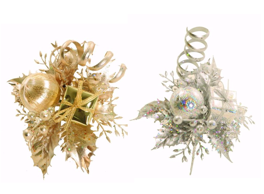 DirectFloral. 2 Asst. 8" Iridescent Gold & Silver Picks