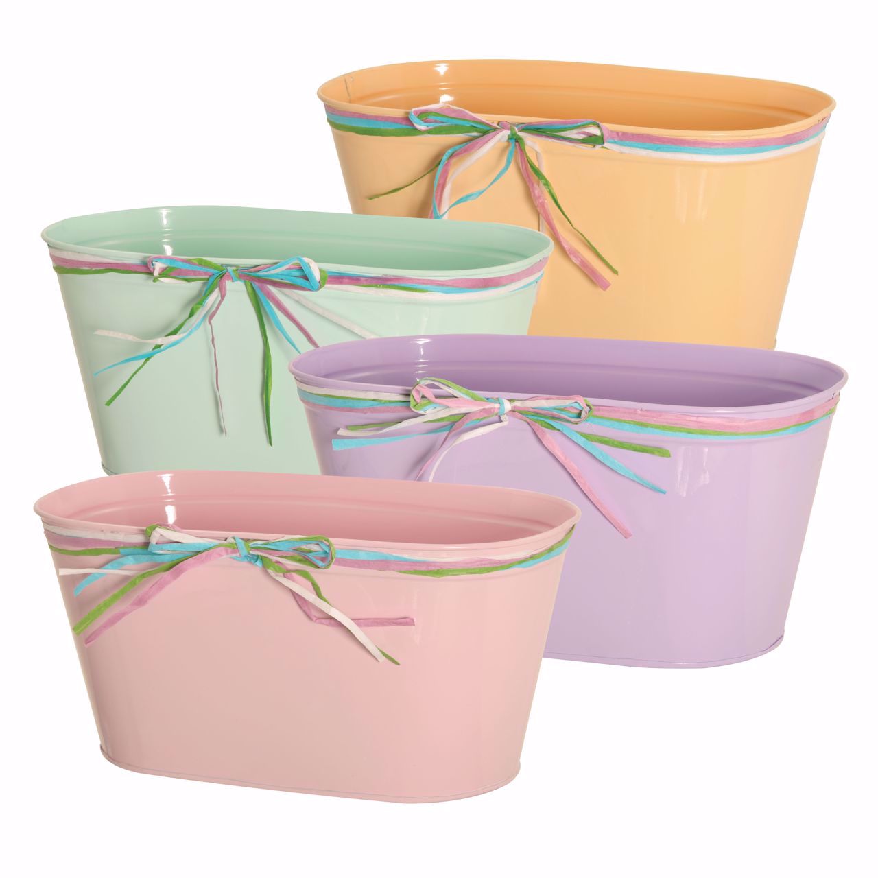 DirectFloral. 4 Asst Springtime Oval Planter w/Bow 8"